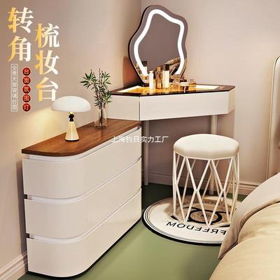 2025新款实PBX小户型转角梳妆台三斗柜一体用卧室木墙角角家化妆