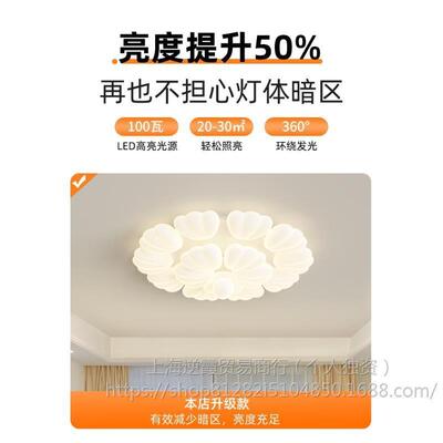 客组厅大灯简约奶风创意贝壳油吸顶灯广东HSW中山新全屋套餐款合