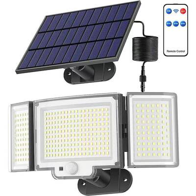 太阳能感应壁灯328LED分离太阳板安防车库感应壁灯