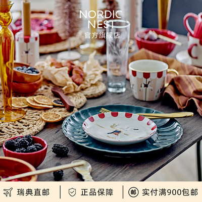 瑞典直邮Bloomingville旋转木马餐盘毯子高颜值礼物西餐盘子欧式