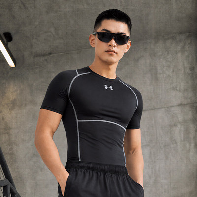 安德玛春夏HeatGear Elite男子健身运动紧身衣短袖t恤6015382-009
