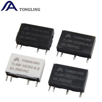 通灵厂家正品49f继电器5V 12V 4脚 5A 超薄 24V小型继电器