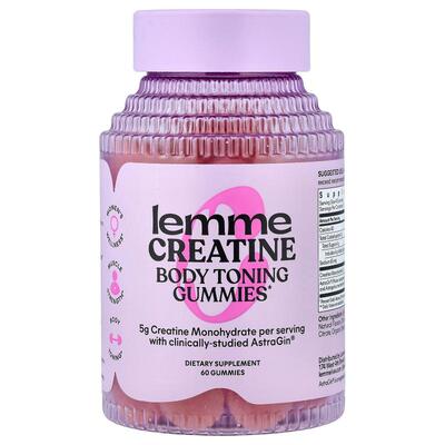 Lemme,Creatine, Body Toning Gummies, Sour Strawberry, 60 Gum
