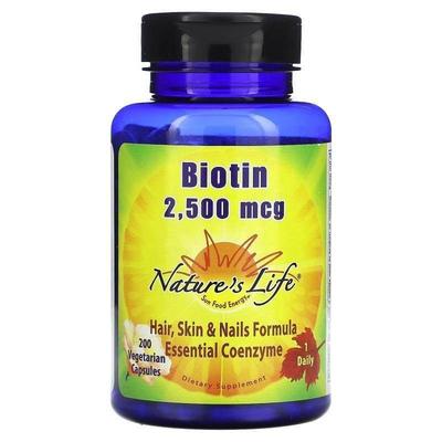 Nature's Life,Biotin, 2,500 mcg, 200 Vegetarian Capsules