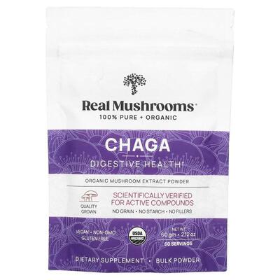 Real Mushrooms,Chaga, Organic Mushroom Extract Powder, 2.12