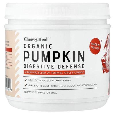 Chew + Heal,Organic Pumpkin Digestive Defense, For Dogs, 16