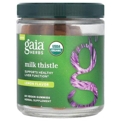 Gaia Herbs,Milk Thistle Gummies, Lemon, 60 Vegan Gummies
