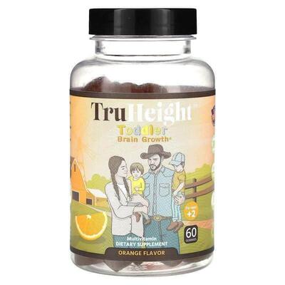 TruHeight,Toddler Brain Growth, For Age +2, Orange, 60 Gummi