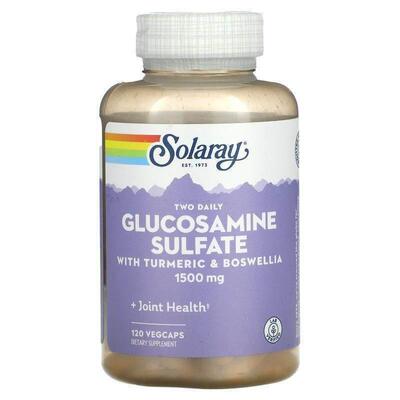 Solaray,每日两次氨基葡萄糖硫酸盐加姜黄和乳香