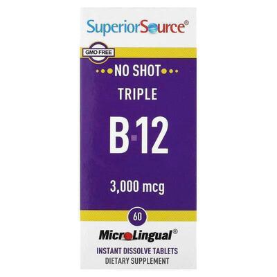 Superior Source,Triple B-12, 3,000 mcg, 60 MicroLingual Inst