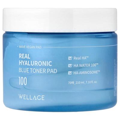 Wellage,Real Hyaluronic Blue Toner Pad 100, 70 Pads