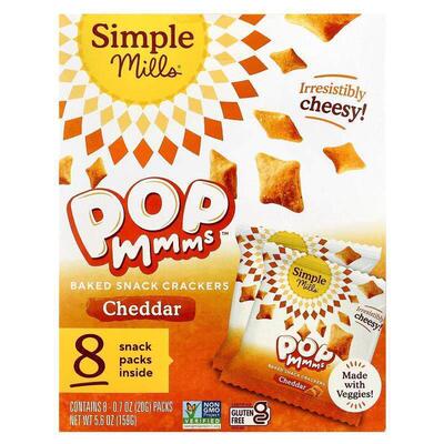 Simple Mills,PopMmms™ Baked Snack Crackers, Cheddar, 8 Packs