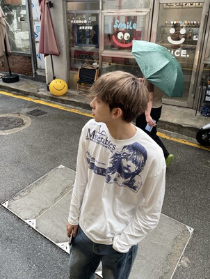 ONEER音乐剧LesMisérables斑驳印花长袖美式Cleanfit复古T恤男女