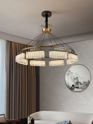 【山峦】新中式全铜客厅吊灯高档设计师样板房大气中国风餐厅灯具