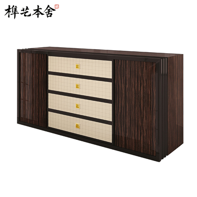 意式轻奢实木餐边柜多功能收纳柜