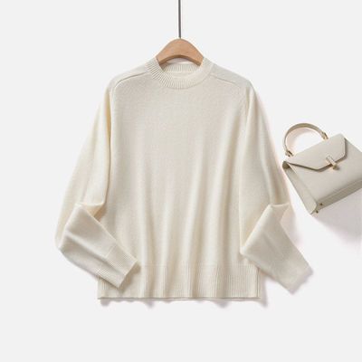 LP同款秋季新款女100%纯山羊绒针织衫女毛衣轻奢圆领长袖宽松上衣