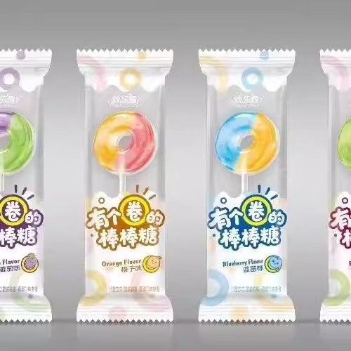 网红儿童解馋零食糖果幼儿园分享学生奖励有个圈的双色棒棒糖