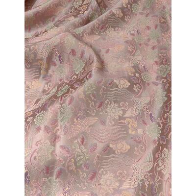 凤穿牡丹 真丝织金提花印花面料 140门幅 新中式服装旗袍汉服布料