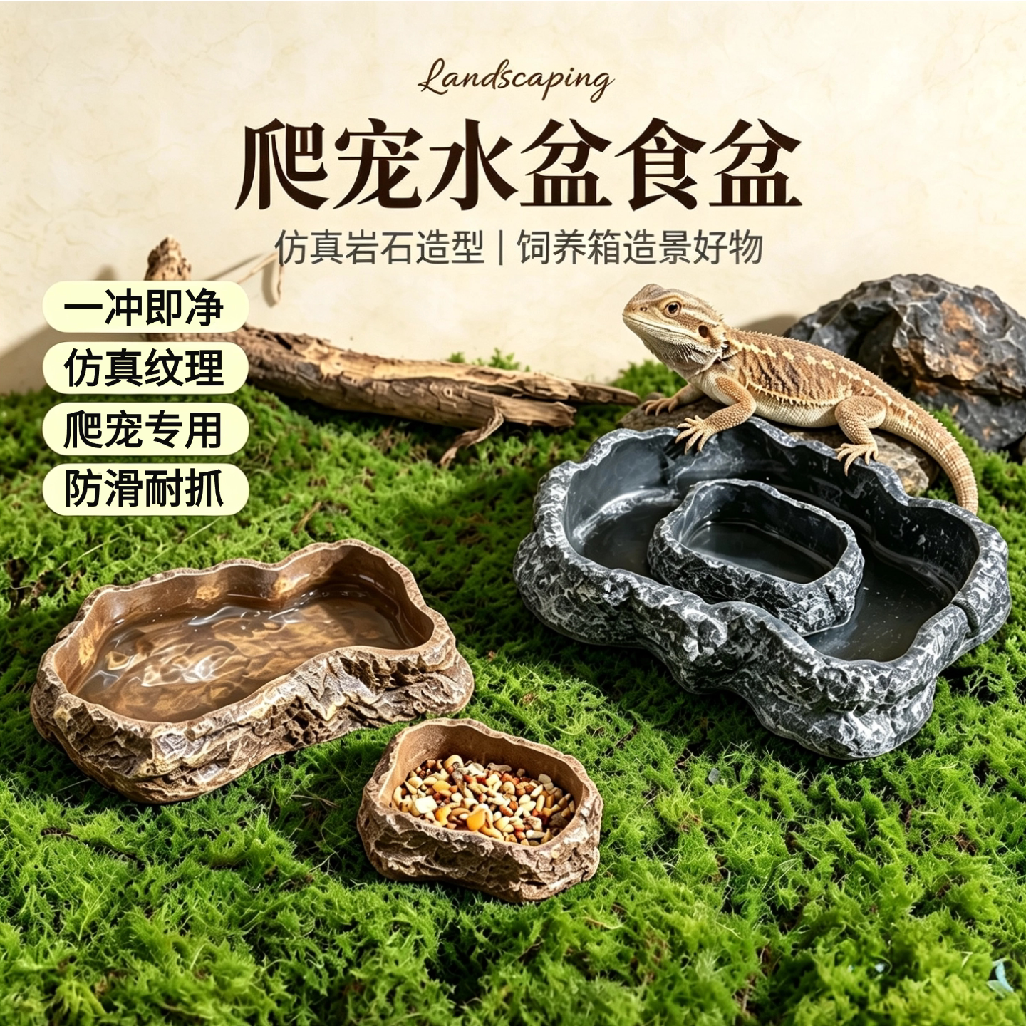 爬宠水盆守宫蜥蜴水碗蜘蛛蛇类爬虫喂食盆宠物食碗果泥造景饮水器