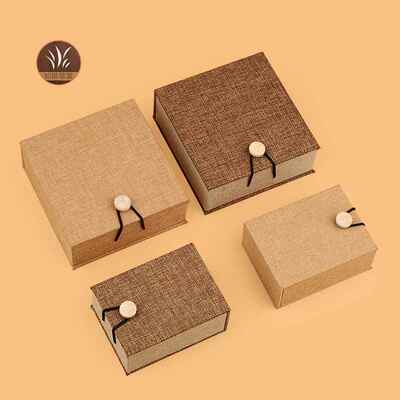极速Hessian wooden buckle jewelry box stationery ring hand