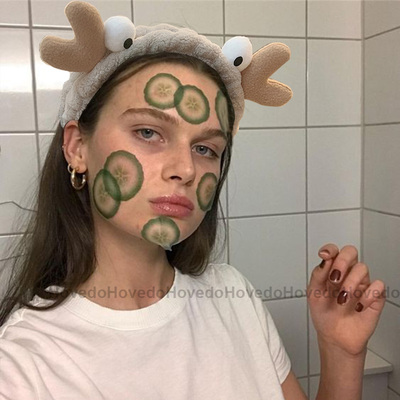 Wash Face Hair Holder Hairbands Soft Warm Coral Fleece Bow A