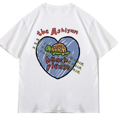 趣味搞笑可爱小乌龟海滩beach please 婵宝同款周边短袖T恤男女潮
