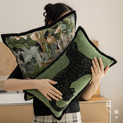 新中式绿光轻奢沙发抱枕套抱枕床上用靠枕靠垫沙发抱枕套腰枕民宿