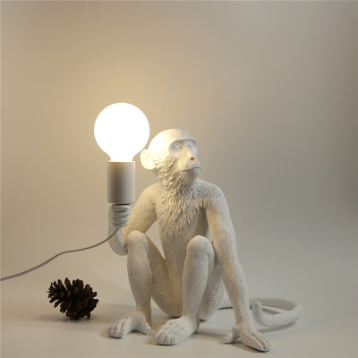 好货White Gold Resin Monkey Table Lamp Nordic Living Room Ho