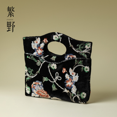 繁野 新中式丝绒花藤女士包包个性百搭手提包国风刺绣重工托特包