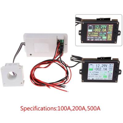 DC 500V 100A 200A 500A Wireless Voltmeter Ammeter Coulometer