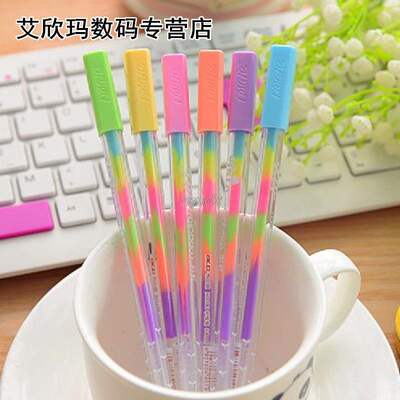 好货2PCS / LOT RAINBOW GEL 6 in 1 Color Pens Diy Album PDIY