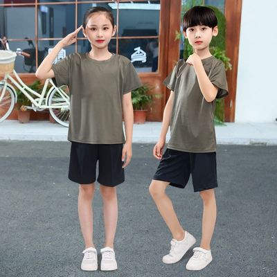 儿童迷彩服T恤短裤军训夏令营军警课训练体能服幼儿园男女童战狼