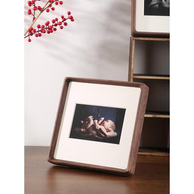 黑胡桃实木6英寸8英寸打印相框表简单覆古装饰相框安装艺术Giclee
