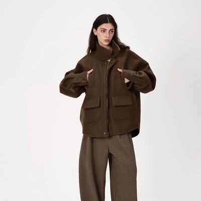 vodkaelves羊毛廓形毛呢外套