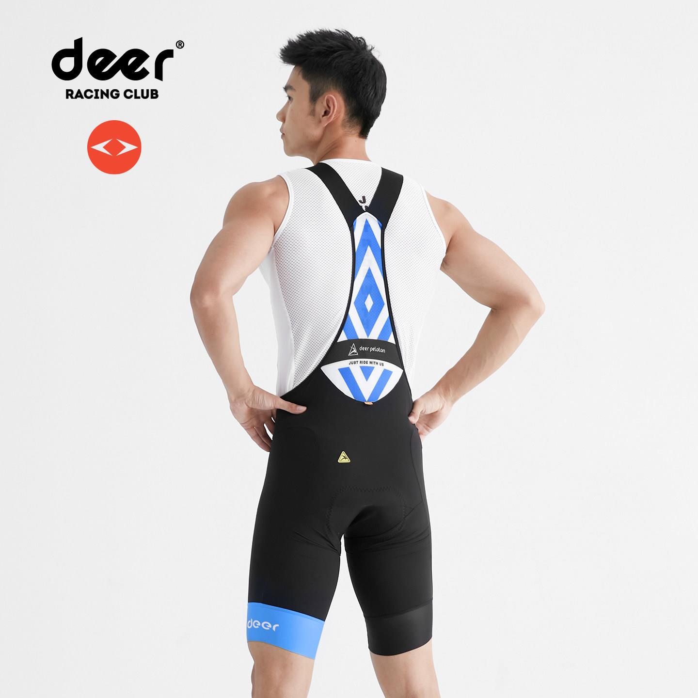 deer小鹿骑行服专业竞技骑行裤男夏自行车双箭头蛋袋抱婴袋短裤蓝