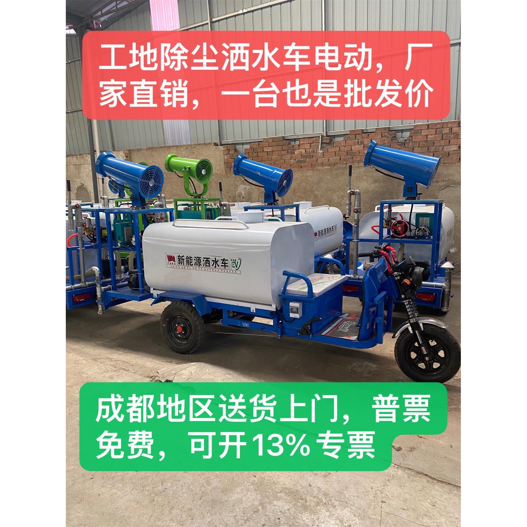 多功能洒水车全电动带遥控启动工地除尘园林绿化浇水雾炮洒水车