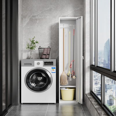 家用阳台家政柜拖把扫帚收纳柜不锈钢清洁工具柜钢制卫生柜吸尘器