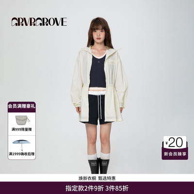 GRVR GROVE官方旗舰店SS春夏款女士中长款连帽防晒服GCM5CT01