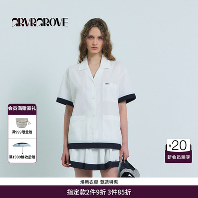 GRVR GROVE官方旗舰店26SS春夏新款韩系撞色短袖衬衫女GS26SHK02
