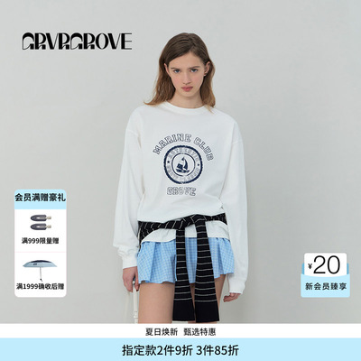 GROVE官方旗舰店SS春夏款女士圆领长袖T恤GS5SW52M