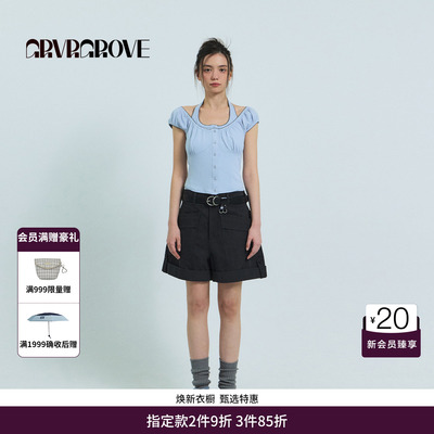 GRVR GROVE官方旗舰店26SS春夏新款韩系梭织短裤牛仔裤GS26PTK08