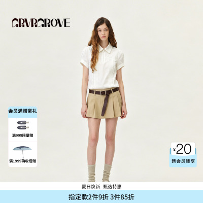 GROVE官方旗舰店2026PS春季新款韩系翻领短袖衬衫气质女GP26TSC68