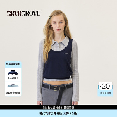 GROVE官方旗舰店2026PS春季新款长袖毛衣韩系叠穿女内搭GP26KNC61