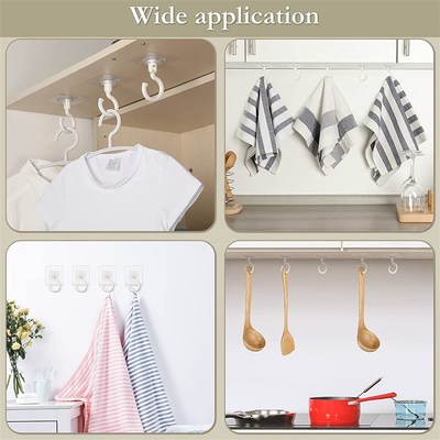 360Rotating Adhesive Hooks Under Cabinet for Hanging Cloth