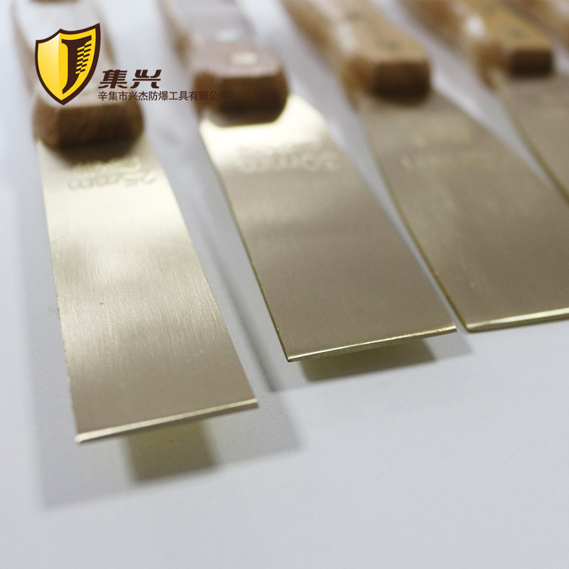 好货黄铜油灰刀0.8/1mm厚 清理模具纯铜铲刀黄铜木柄油灰刀除胶铜