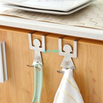 2pcs Stuck Door Board Stainless Steel Hanger Lovers Person S