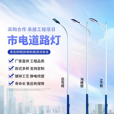 LED市电灯5RDO米6米7路米8米城程市主干乡村市道政工太阳能路灯杆