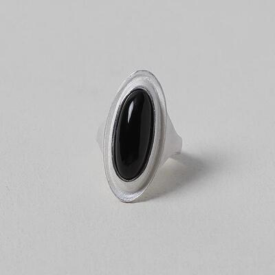 OLIO E ACETO油醋汁·纯银恒星戒指 黑曜石白玛瑙