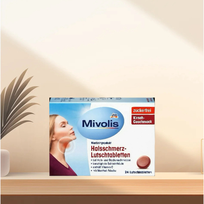 「全场300包邮」德国发货mivolis 无糖樱桃喉咙含片24片