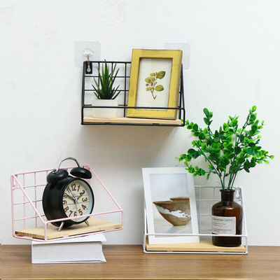 极速Wooden&Iron Wall Shelf Organizer Holder Kitchen Supplies